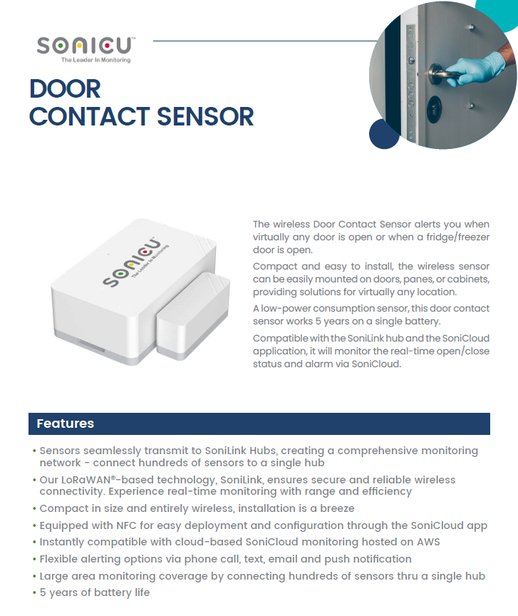 S-Series Door Contact Closure Sensor Data Sheet