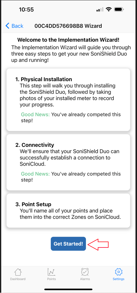 SoniShield Duo Activation via SoniCloud Mobile Implementation Wizard